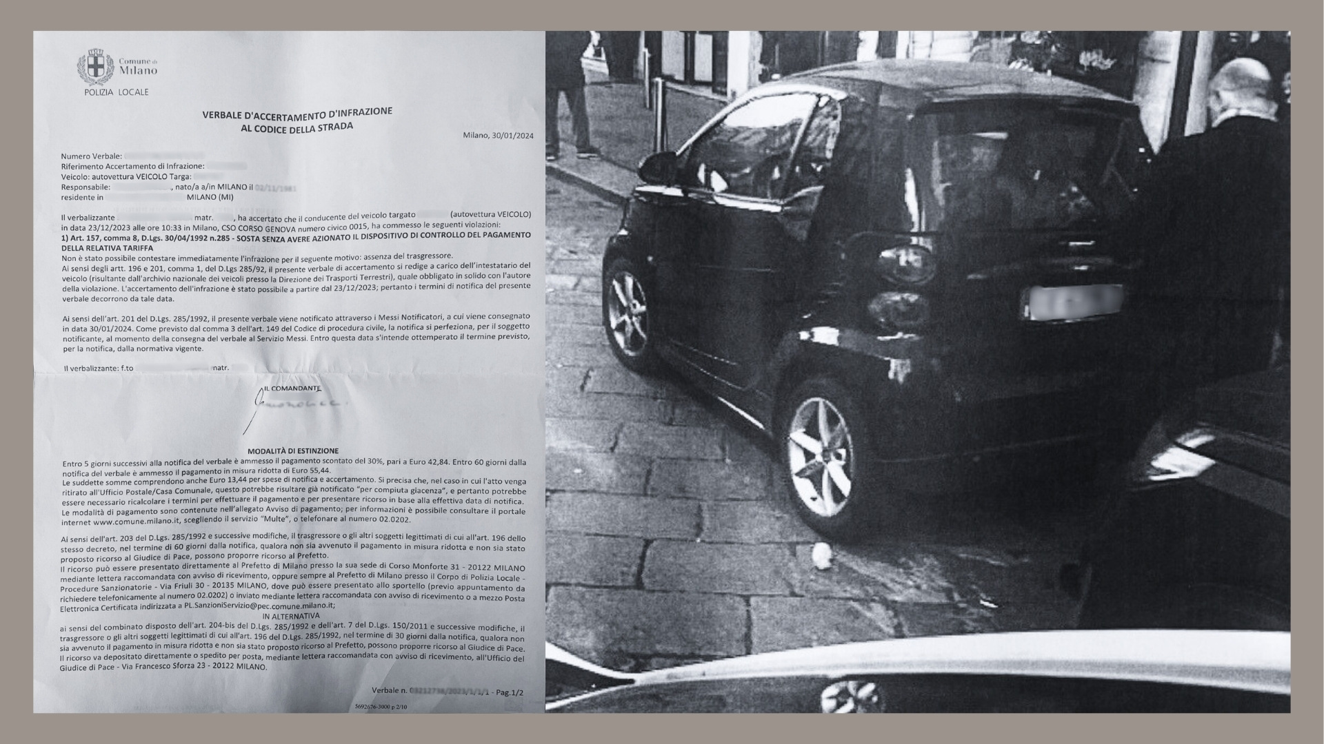 Multato mentre paga la sosta: l'inquietante caso a Milano