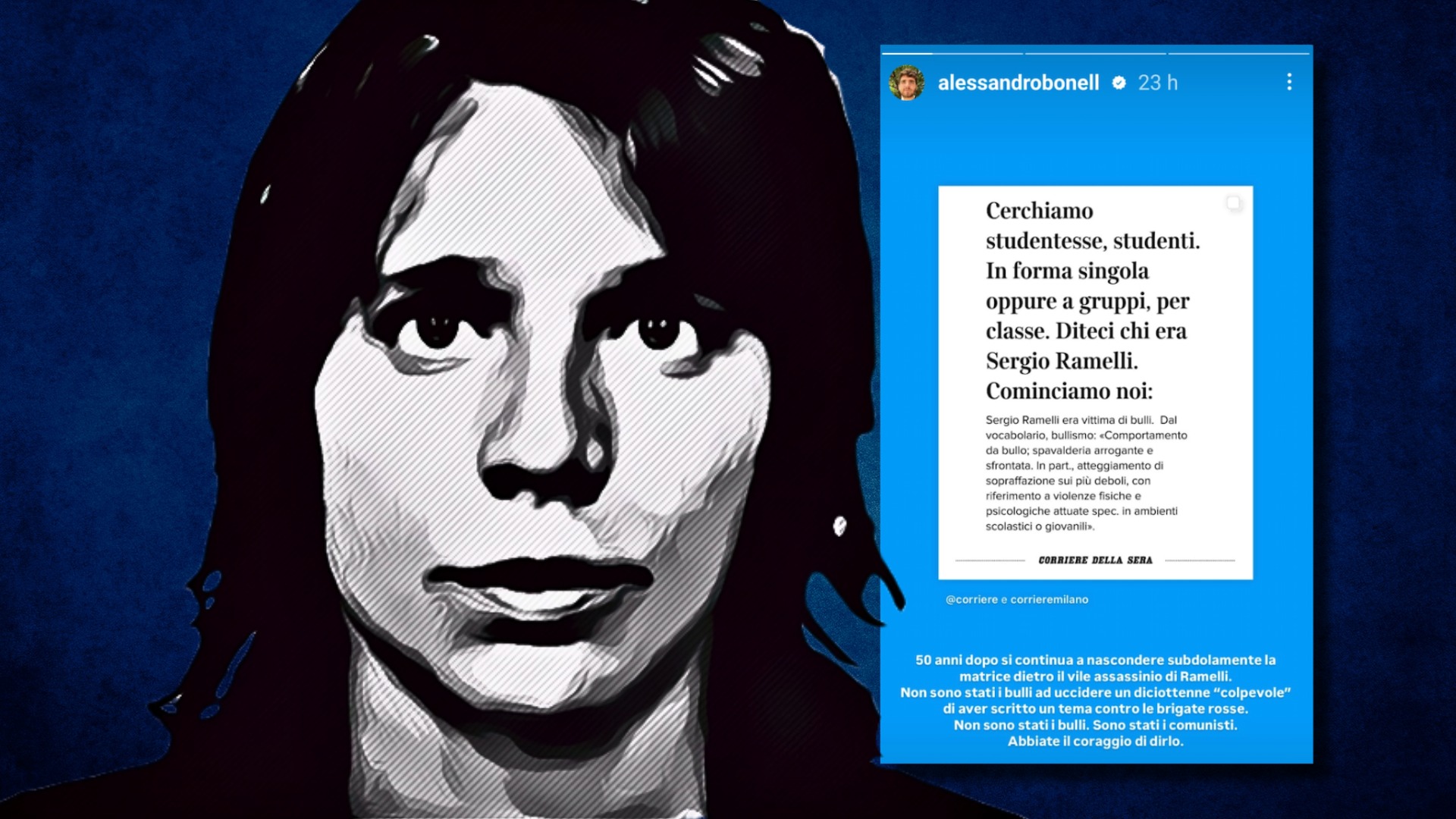 L'oltraggio a Sergio Ramelli: "È stato vittima di bullismo"