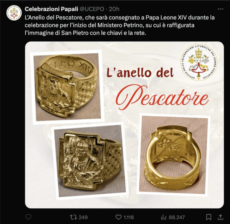 Leone XIV sale al trono: la cerimonia e l'anello del pescatore