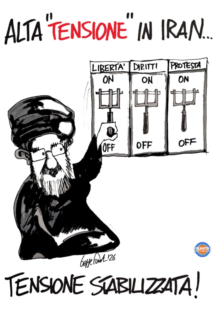 Alta tensione in Iran - La vignetta di Fantin 20/01/2026 - Sedute Satiriche